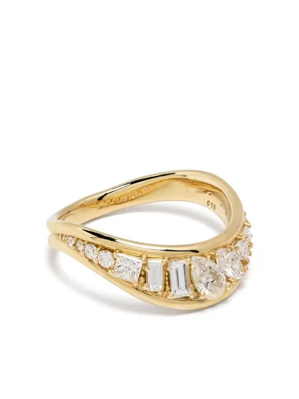 Fernando Jorge 18k Yellow Diamond Wave Ring
