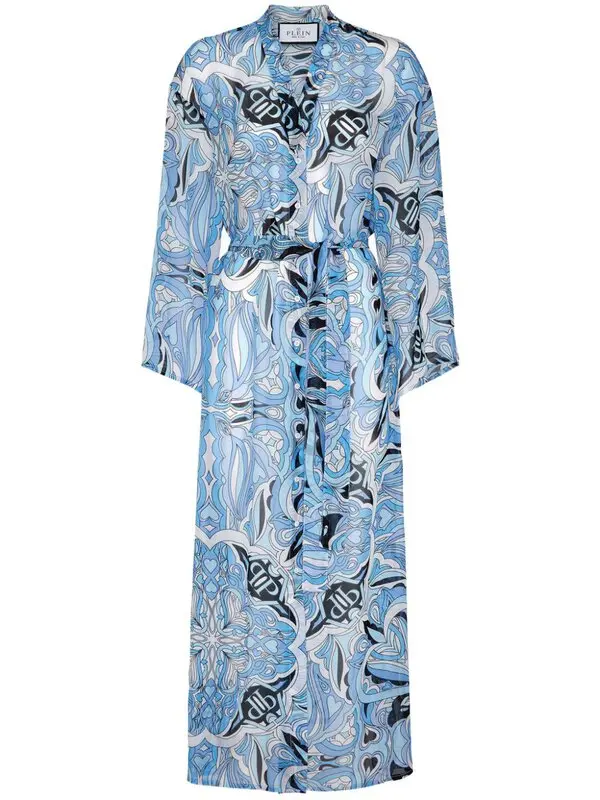 Philipp Plein Graphic-print Silk Kaftan Dress