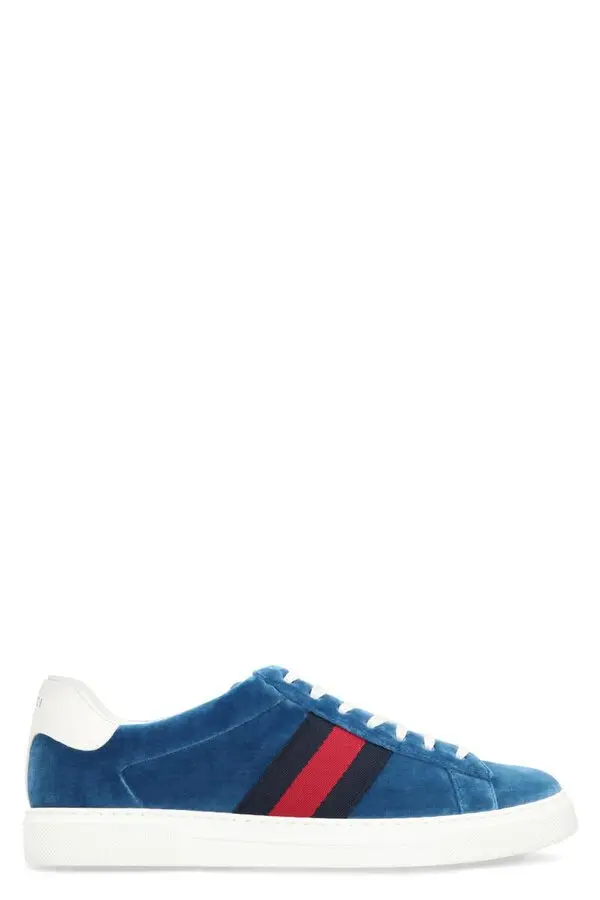 Buy Gucci Ace Velvet Low-top Sneakers - Blue At 33% Off | Editorialist