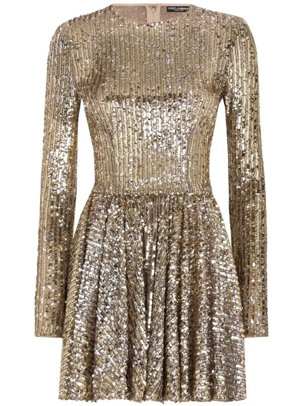 Dolce & Gabbana Sequin-embellished Pleated Minidress