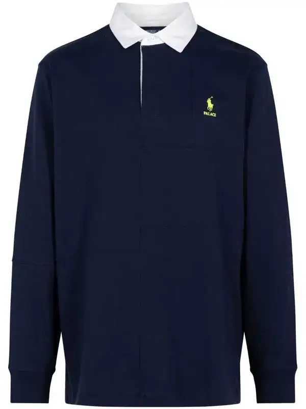 PALACE X Polo Ralph Lauren Pieced Rugby Shirt - Blue | Editorialist