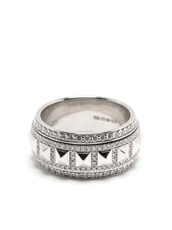 STATEMENT Sterling Diamond Spinner Ring - Silver