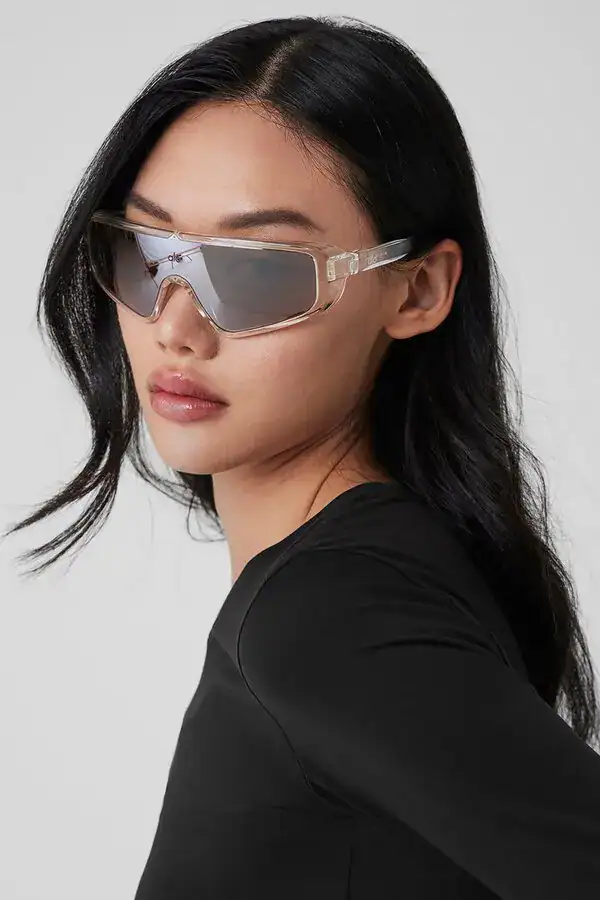 Alo Yoga Infamous Sunglasses - Chrome Shiny/Clear | Editorialist