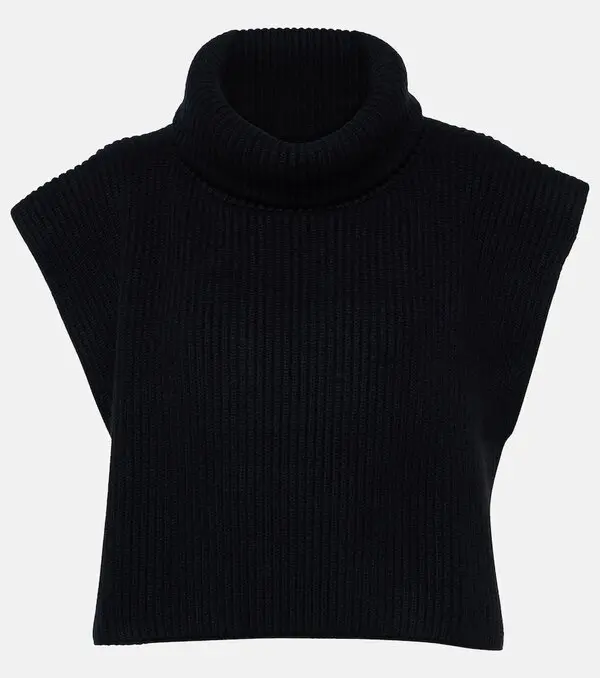 THE ROW Eppie Ribbed-knit Cashmere Collar - Blue