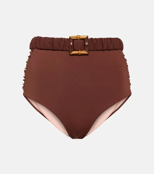 Johanna Ortiz Belted High-rise Bikini Bottom - Multicoloured