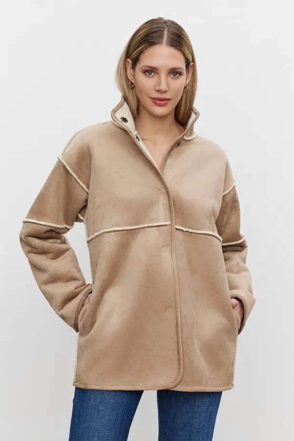 Velvet By Graham & Spencer Albany Luxe Sherpa Reversible Jacket - Brown