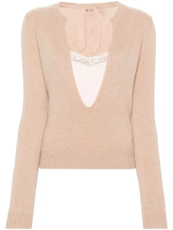 N°21 U-neck Layered Jumper - Neutrals