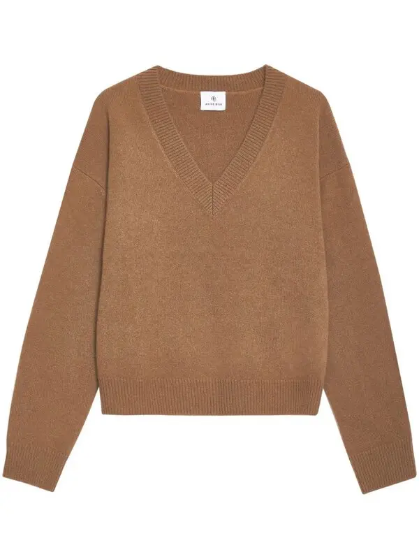 ANINE BING Lee V-neck Jumper - Brown