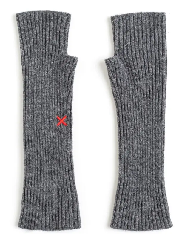 Chinti & Parker Ribbed Fingerless Gloves - Grey