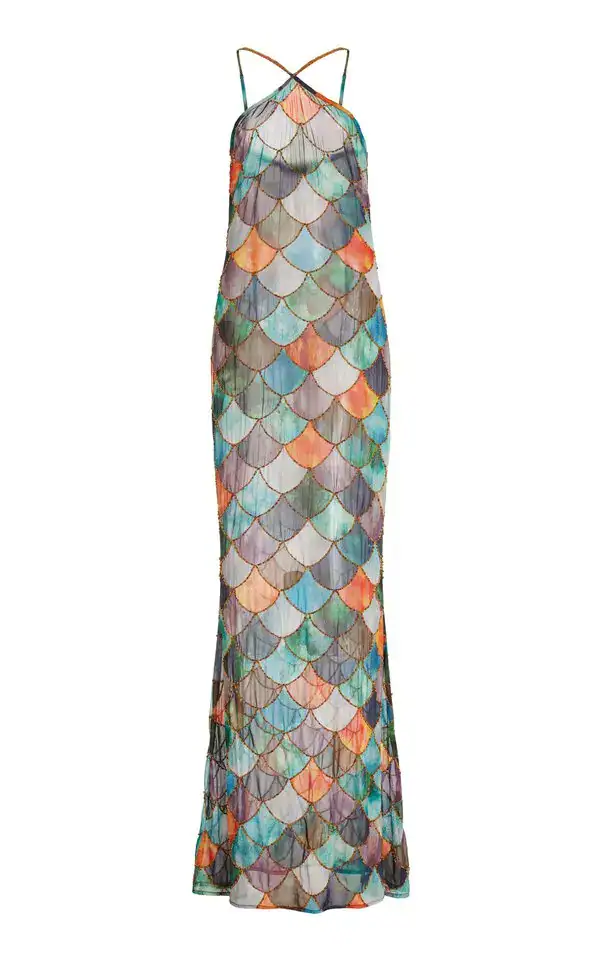 Kilentar Exclusive Mami Beaded Chiffon Maxi Dress In Multi - 40% Off |  Editorialist