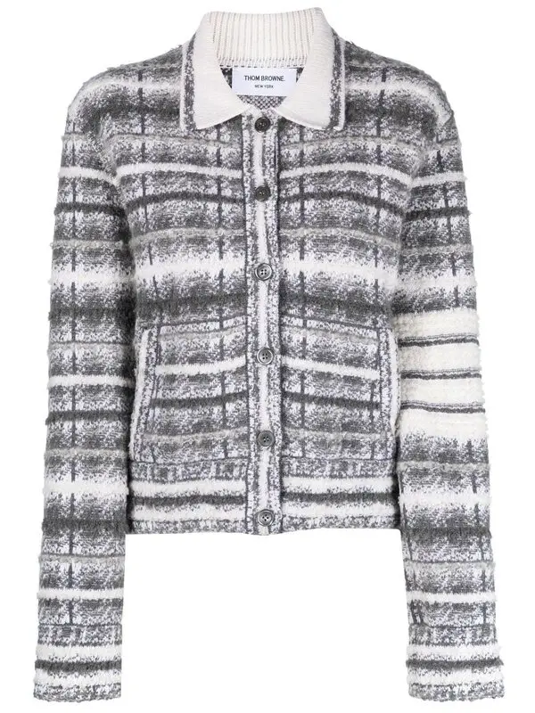 Thom Browne Check-print 4-bar Jacket - Grey