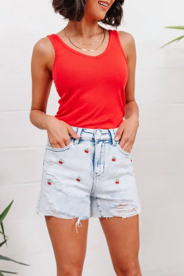 Buy JUDY BLUE Hiwaisted Cherry Cutoffs Shorts In Acid Wash - Blue At 37 ...