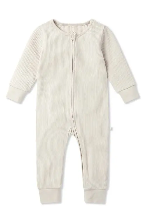 MORI Rib Fitted One-piece Romper - Ribbed Ecru