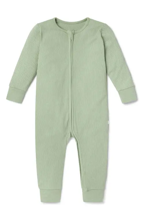 MORI Rib Fitted One-piece Romper - Ribbed Sage