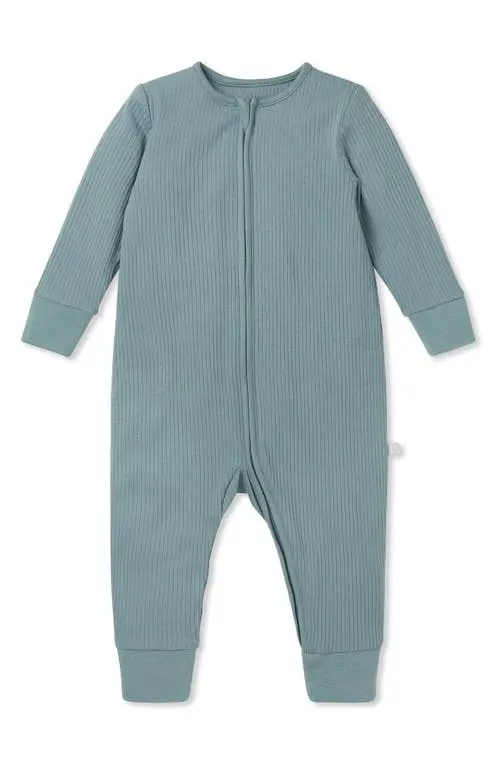 MORI Rib Fitted One-piece Romper - Ribbed Sky