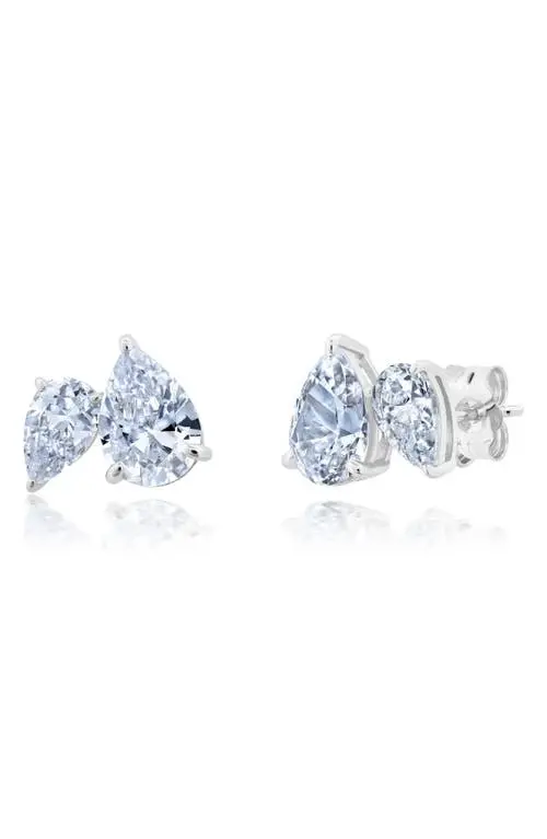 CRISLU Pear-cut Stud Earrings - Silver