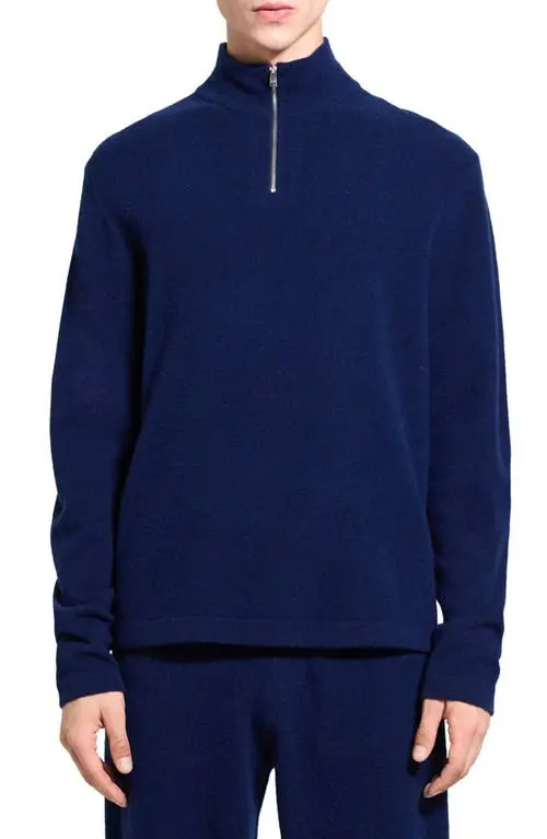 Theory Geder Quarter-zip Merino Wool Sweater - Blueberry