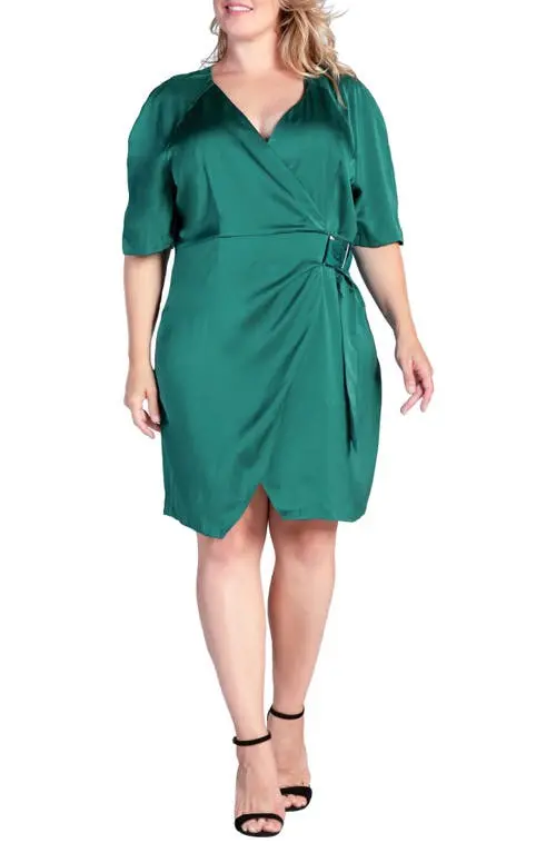 STANDARDS & PRACTICES Rara Buckle Sateen Wrap Dress
