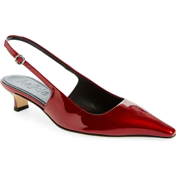 AeydĒ Metallic Slingback Pumps - Red Metallic