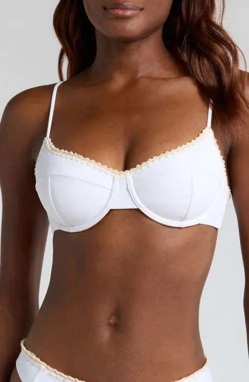 Ramy Brook Emmeline Underwire Bikini Top - White W/ Cream Crochet