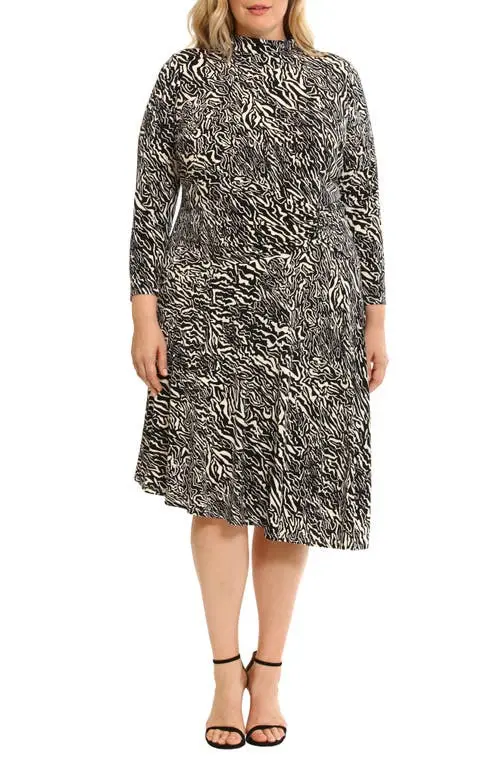 Maggy London Abstract Print Asymmetric Hem Dress