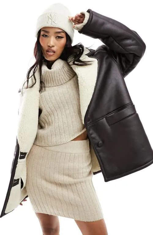Asos Faux Leather And Faux Shearling Car Coat In Brown - 63% Off |  Editorialist