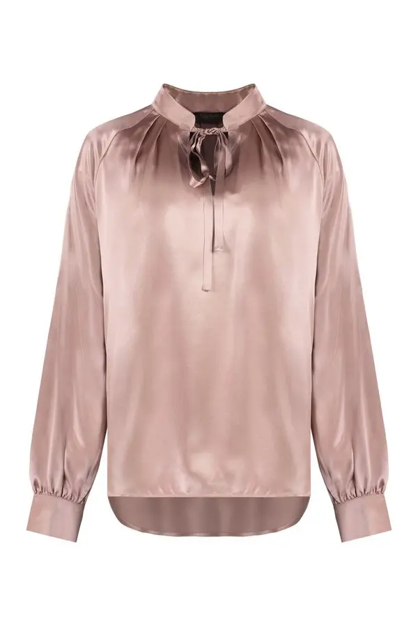 Max Mara Tamigi Silk Blouse With Bow - Pink