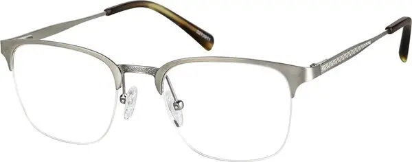 Zenni Classic Browline Glasses Stainless Steel Frame - Silver