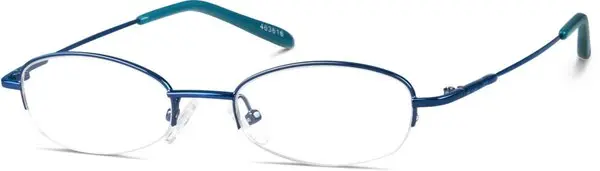 Zenni Lightweight Oval Glasses With Half-rim Stainless Steel Frame - Blue