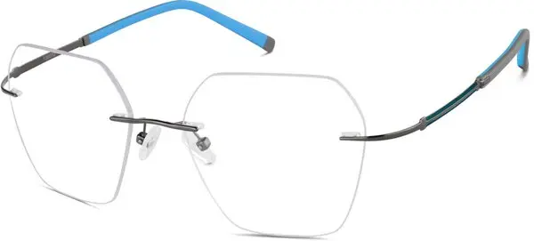 Zenni Rimless Geometric Eyeglasses With Titanium Frame - Gray