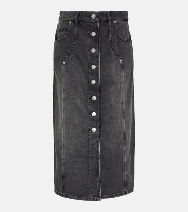 MARANT ETOILE Vandy Denim Midi Skirt - Black