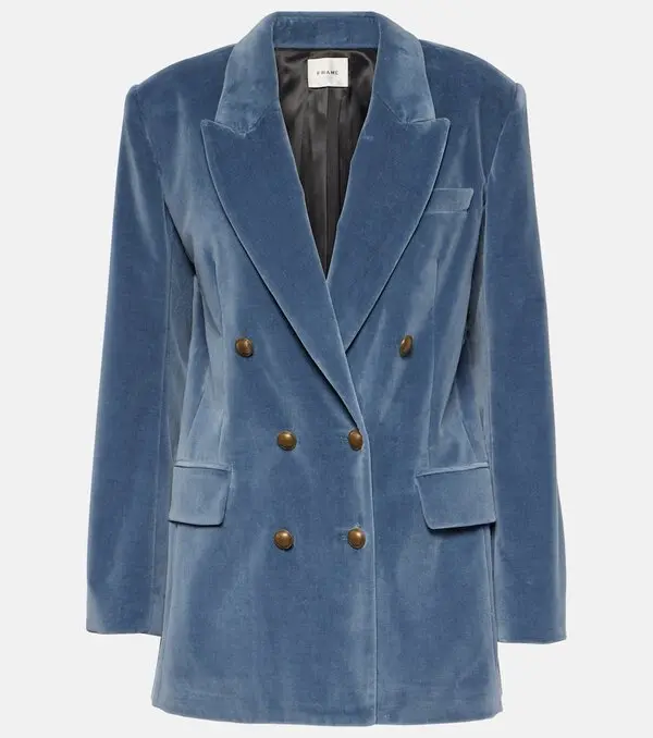 FRAME Cotton Velvet Blazer - Blue