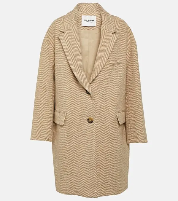 MARANT ETOILE Limiza Checked Wool Coat - Brown