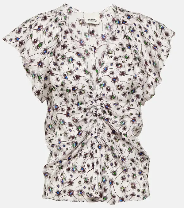 Isabel Marant Lonea Ruched Printed Top - Multicoloured