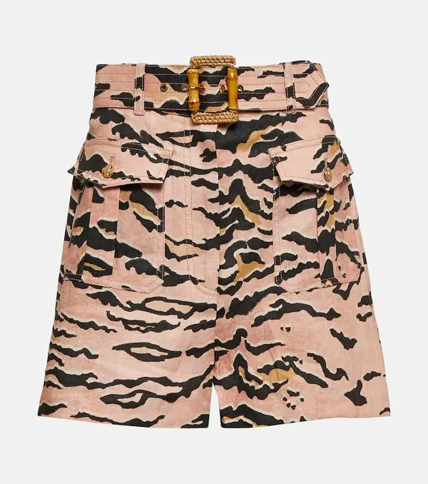 Zimmermann Matchmaker Safari Printed Linen Shorts
