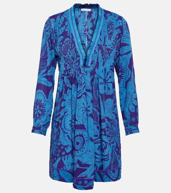 Poupette St Barth Ola Floral Minidress - Blue