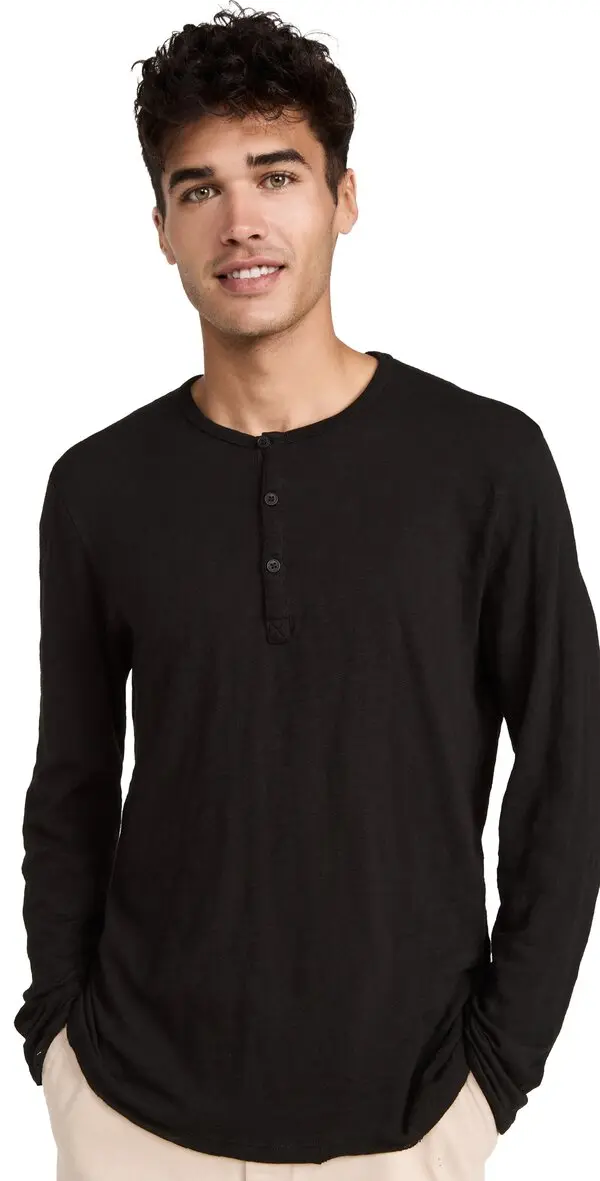 ATM Anthony Thomas Melillo Destroyed Wash Henley - Black