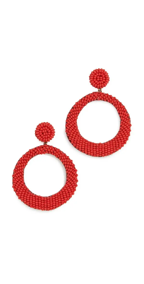 Deepa Gurnani Roberta Beaded Hoop Earrings - Red