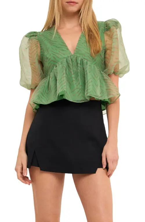 Endless Rose Zebra Print Puff Sleeve Top