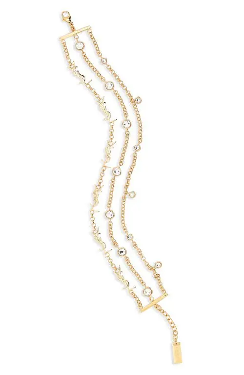 Saint Laurent Cassandre Crystal Multichain Bracelet - Dore/crystal