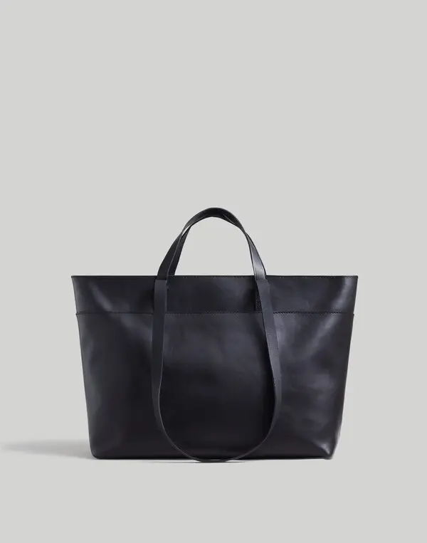 Madewell The Leather Zip-top Essential Tote - True Black