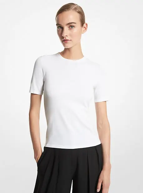 Michael Kors Stretch Viscose Short-sleeve Sweater - White