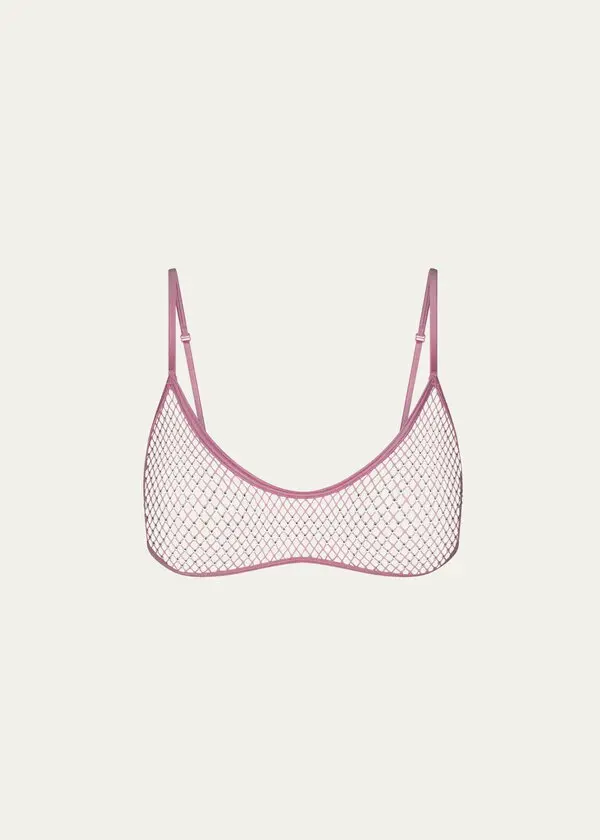 SWAROVSKI X SKIMS Stretch Net Crystal-embellished Bralette - Silver ...