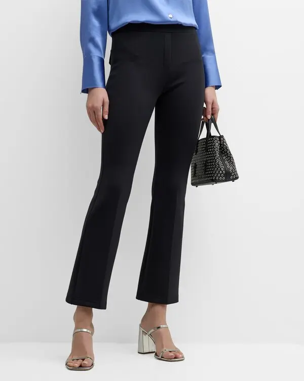 Brandon Maxwell Cropped Flare Neoprene Trousers - Black