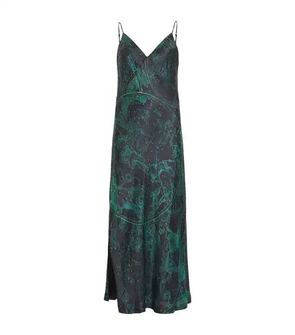 Allsaints Melody Midi Dress In Green - 44% Off | Editorialist
