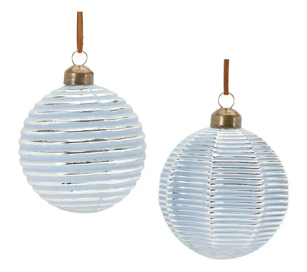 MELROSE Glass Ribbed Ornament