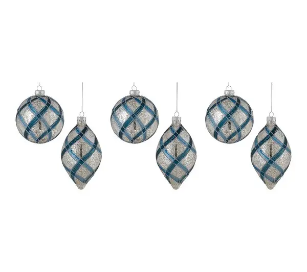 MELROSE Glitter Net Glass Ball Ornament