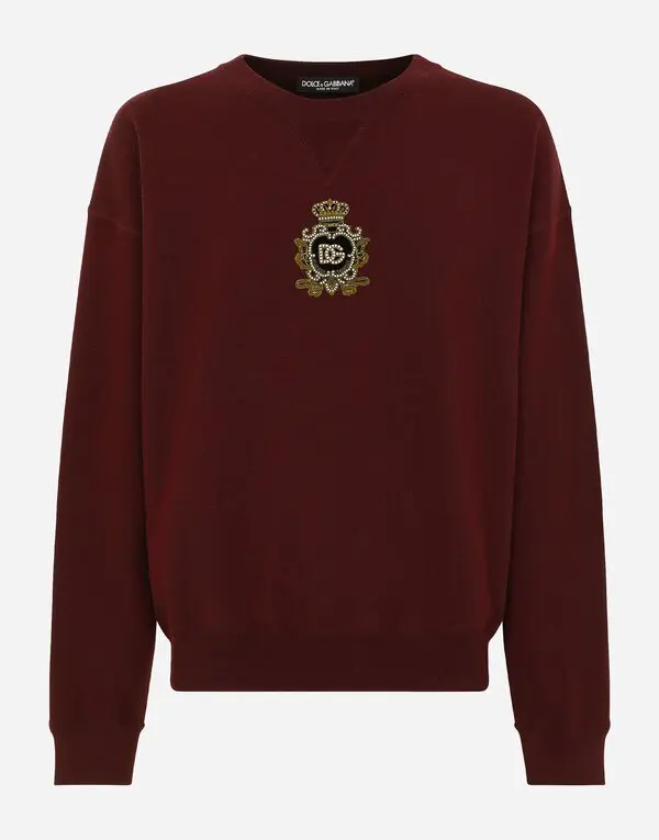 Dolce & Gabbana Cashmere And Wool Knit Sweatshirt With Dg Patch