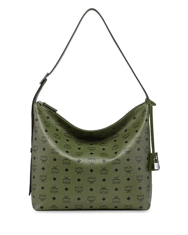Mcm Aren Large Visetos Hobo Bag - Khaki Moss