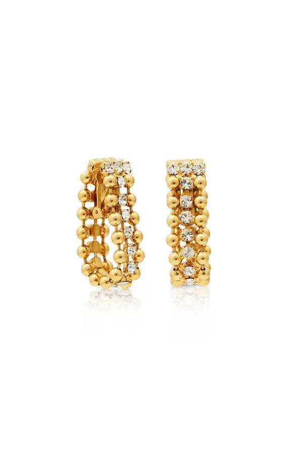 KENNETH JAY LANE Bead & Crystal Teardrop Clip On Earrings